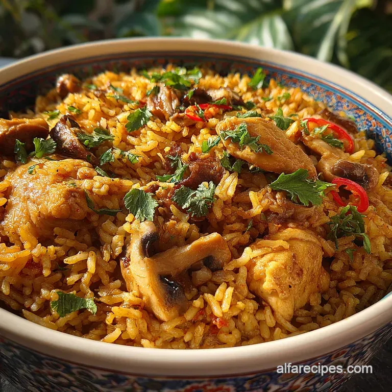 Chicken Mushroom Rice One-Pot Fluffy - Alfa Recipes